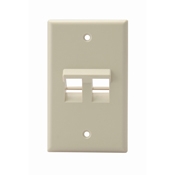 Wall Plate, Plastic, Width 2.75 in., Wall, 2 Port, 1 Gang, Ivory