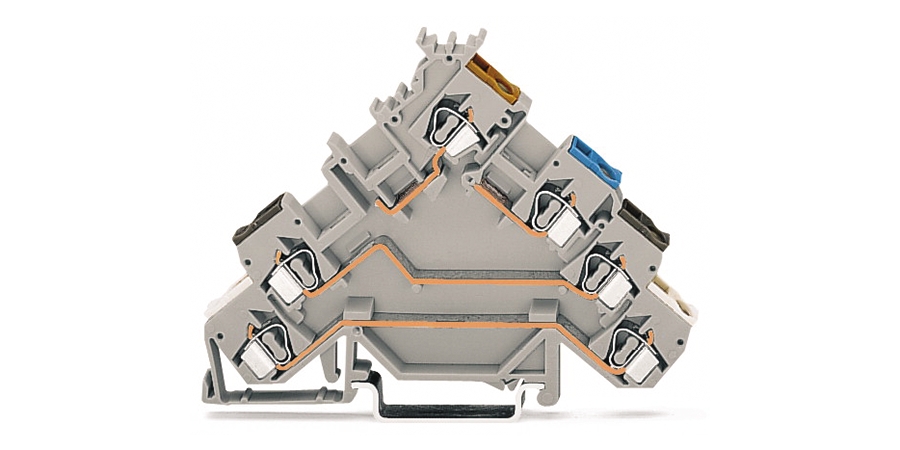 Terminal Block, 400 V, 4-Row, 28 to 12 AWG, Gray