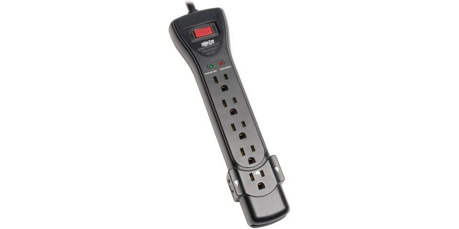 Surge Protector Strip, Black, 7 ft., 7 Outlet, 15 A, 120 VAC