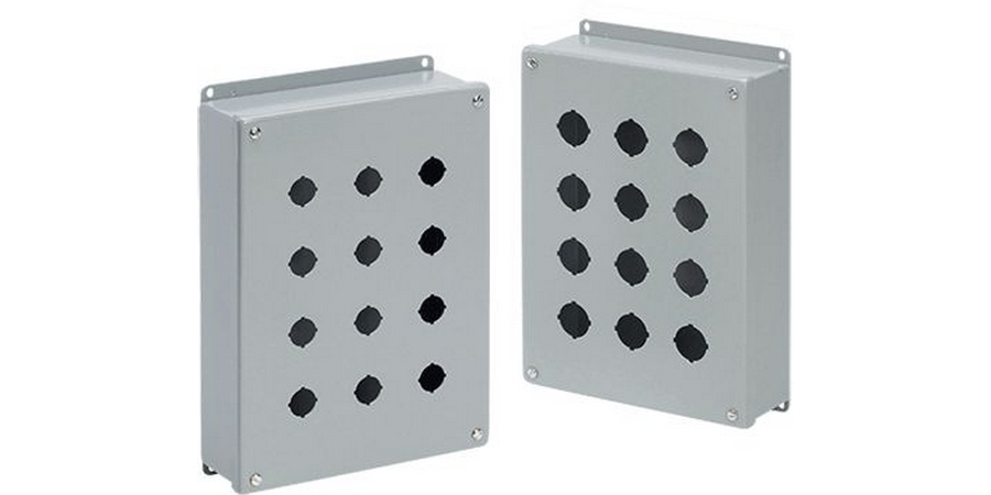 Pushbutton Enclosure, Gray, ANSI 61 Color Code, 3.60 in. Dp, Powder ...