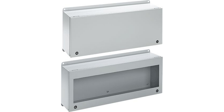Wall Mount Enclosure, 16 ga. Body thk, Light Gray, RAL 7035, Hinge, 6.1 ...