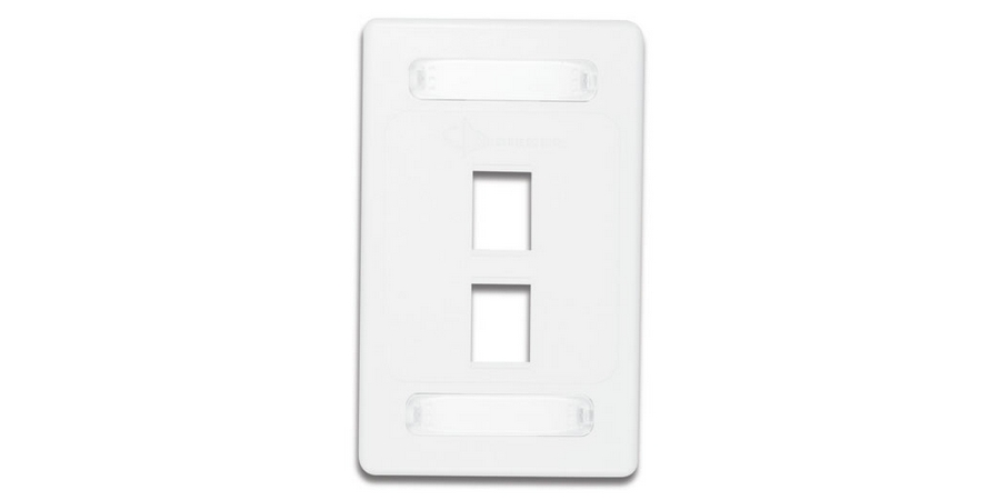 Faceplate, White, Thermoplastic, 2Port, Flush-mount, 1Gang, White