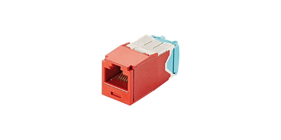 Mini-Com UTP RJ45 Cat 6A 28/30 AWG TG Jack Module, Red