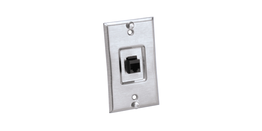 Phone Plate, Stainless Steel, 1 Port, 1 Gang, Flat, 110, Adhesive Label ...
