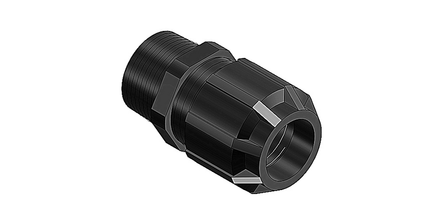Cord Connectors-Straight, 3/4 in., Polyamide, Black