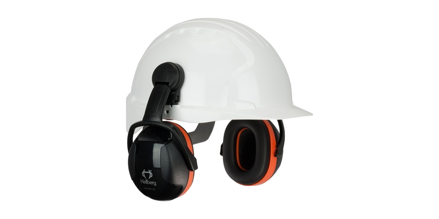 Ear Muff, 27 dB, ABS Thermoplastic Ear Cups, Orange/Black, Hard Hat, 10 ...