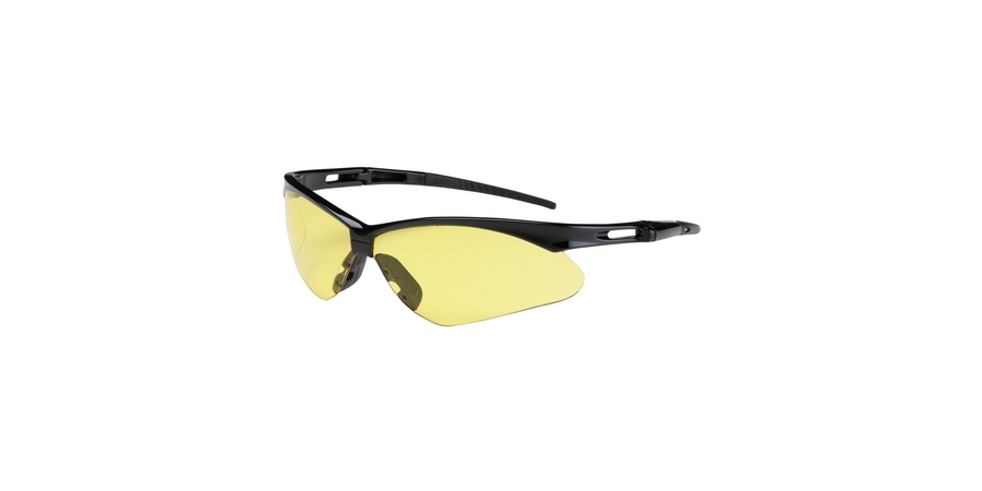 Safety Glasses, Polycarbonate Amber Anti-Scratch Lens, Black ...