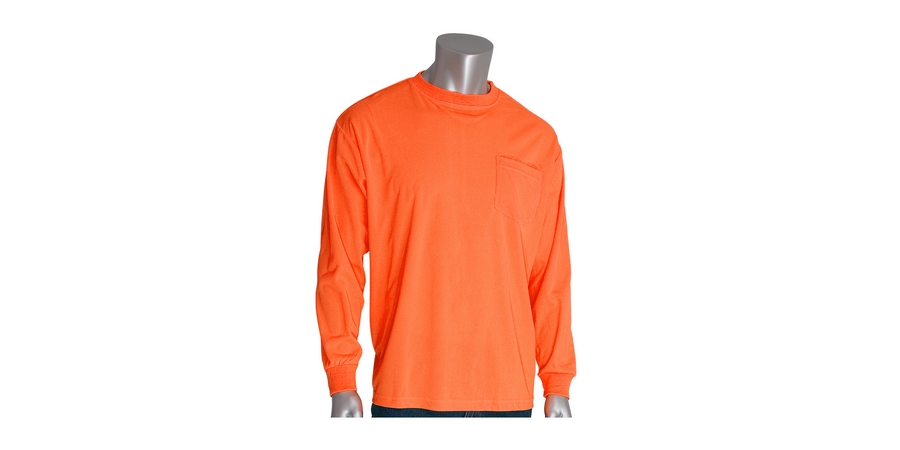 T-Shirt; Small, Hi-Vis Orange, 5 oz., Mesh/Polyester, Unisex