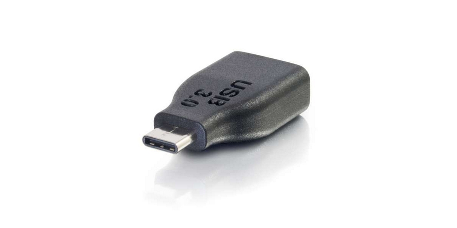 Adapter Converter, Inputs: USB C Male, USB Type-A Female Output, Black, PVC