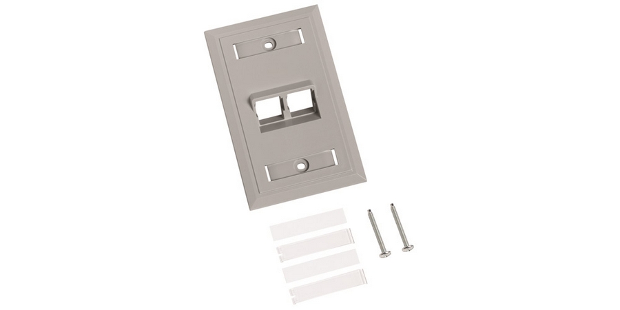 Angled Specialty Faceplate Kit,2 Port,1 Gang,Gray,Flush Mount,No,Cat 6 ...