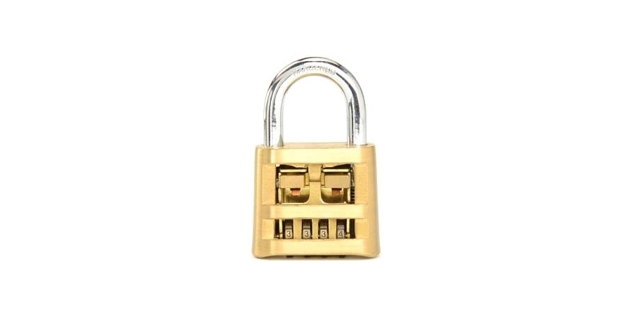 Padlock, Gold, Rectangular Shape, 1-11/16 in. H, Brass Body