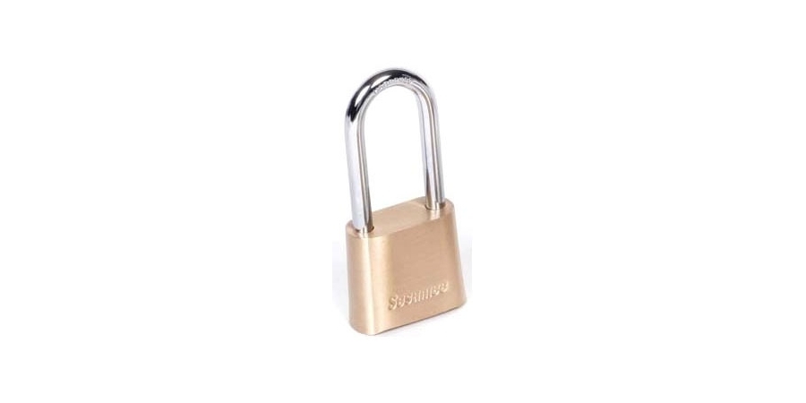 Padlock, Gold, Rectangular Shape, 1-11/16 in. H, Brass Body