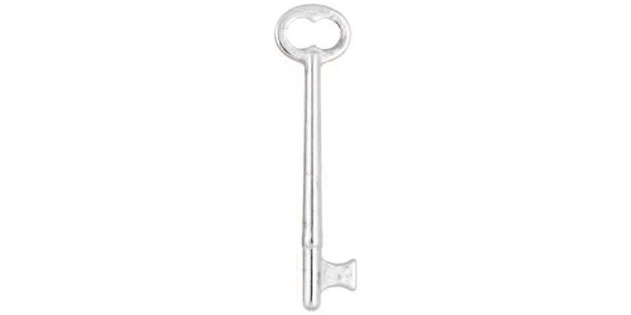 Bit Key, Bit Key Blank, Malleable Iron, Nickel-Plated, 0.35 in. W, 0.37 ...