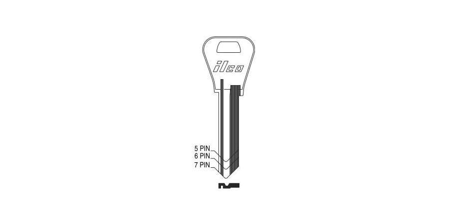 Cylinder Lock Key Blank, 5 Pin or Disc Pin Length, Automotive, Pin ...