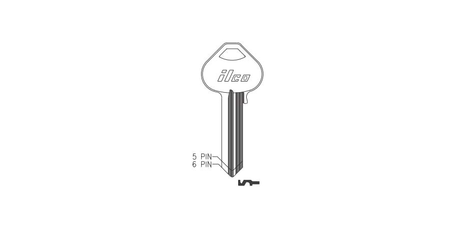 Cylinder Lock Key Blank, 5 Pin or Disc Pin Length, Automotive, Pin ...