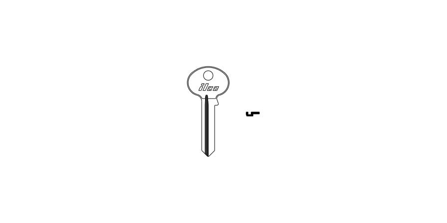 Cylinder Lock Key Blank, Original-Shaped Bow, Brass, Nickel-Plated