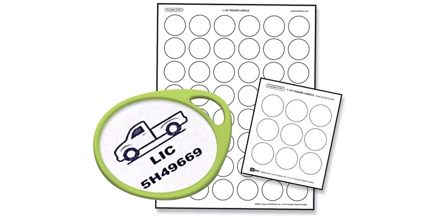 Key Tag Label, Template Round, Adhesive, 1-1/8" Diameter, 4-1/4" x 5 ...