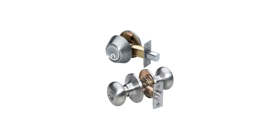 Door Lock, ANSI: Grade 3, Function: Entry Lock, Satin Nickel, Knob, SC1 ...
