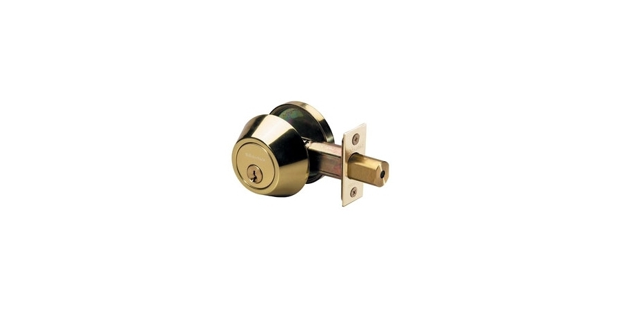 Door Deadbolt, ANSI: Grade 3, US3 Polished Brass, WR3/5 Cylinder Keyway ...