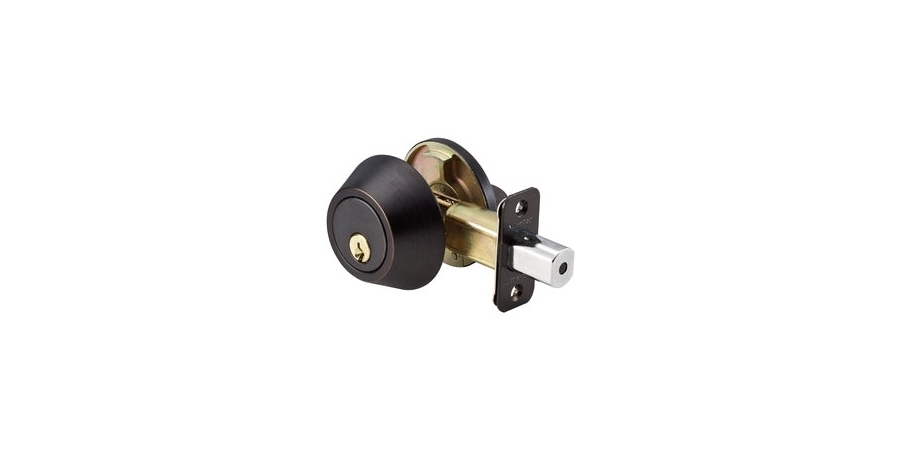 Door Deadbolt, ANSI: Grade 3, Function: Entry Lock, Aged Bronze, SC1 ...