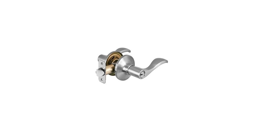 Door Lock, ANSI: Grade 3, Function: Entry Lock, Satin Nickel, Lever ...