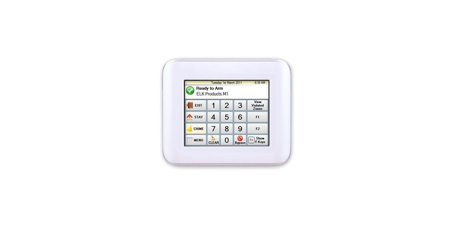 Touchscreen Keypad, 13.8 VDC, 30 to 55 mA, White, Wall Mount