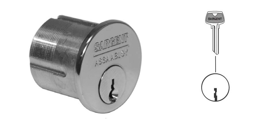 Mortise Cylinder Lock, 6-Pin, 1-1/8" Length Under Cylinder Head, LB ...