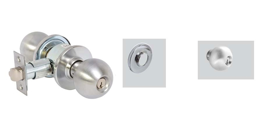 Bored Lock, O-Rose, B-Knob, 2-3/4" Backset, 4-7/8" ANSI Strike, Satin ...