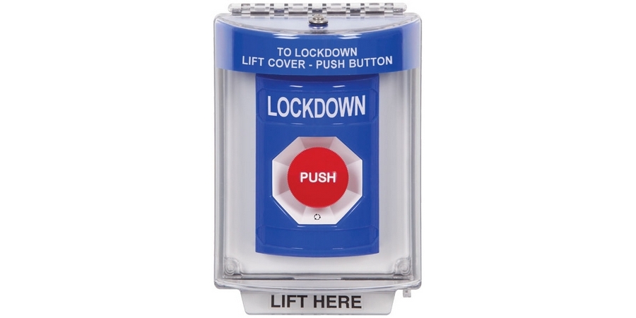 Pushbutton Station, Single Throw, 600 VAC, 250 VDC, Blue, 4.87 in. H, 3 ...