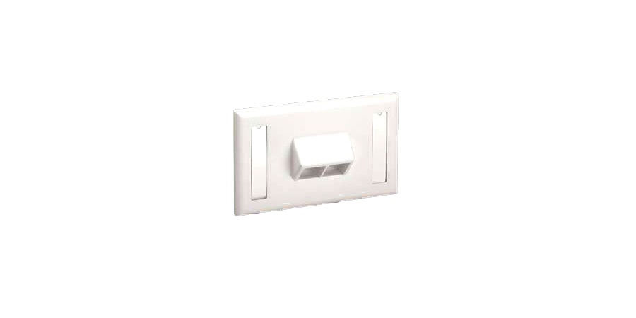 Faceplate, White, ABS, 2 Ports, 1 Gang, Width 4.5 in. (114.3mm), Height ...
