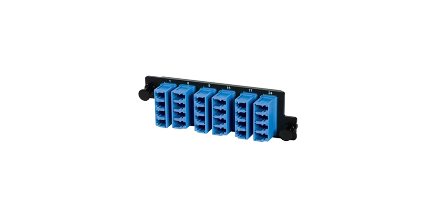 Fiber Adapter, LC Quad Connector 1, Blue Housing, Single-Mode Fiber