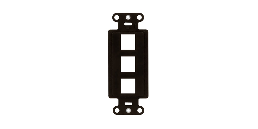 Outlet Strap, 3 Ports, Keystone; Wall Plate Insert, Brown