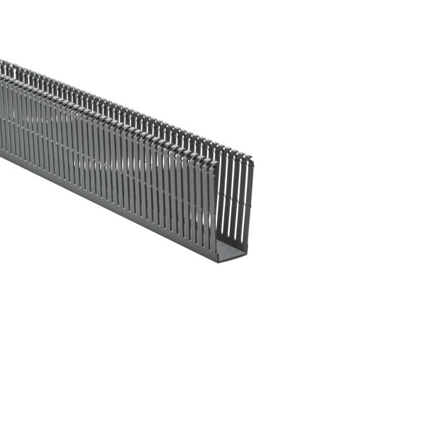 Slotted Wiring Duct,PVC,LxWxH: 6 ft. x 1-1/2 x 4.07 in.,Gray