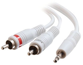 Cable, 3.5mm Stereo Male to RCA Stereo Audio Male, White, PVC, Standard ...