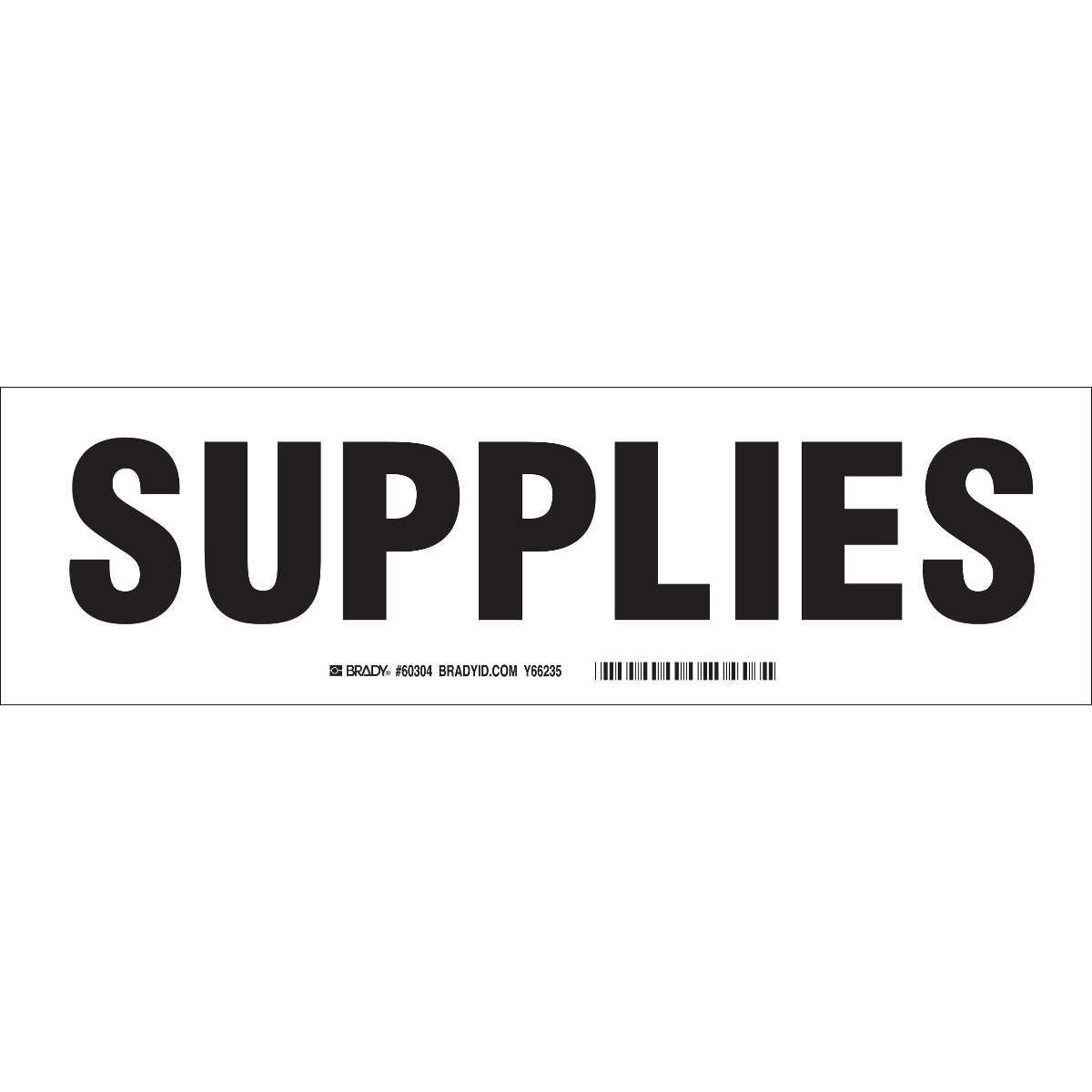 SUPPLIES Label, Black on White, 3.5" H x 12" W x 0.006" D