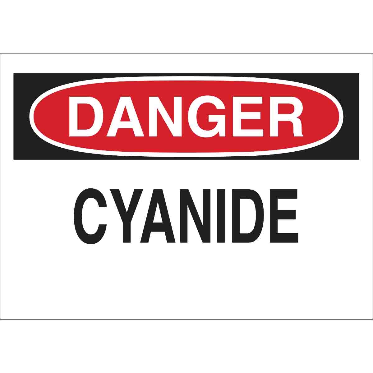 DANGER Cyanide Sign, 10" H x 14" W x 0.06" D, Polystyrene