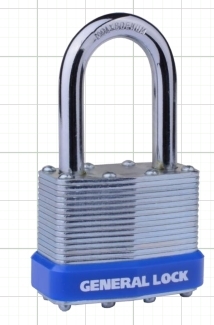 Padlock, 9/32 in. Shackle, Laminated Steel, 4-Pin