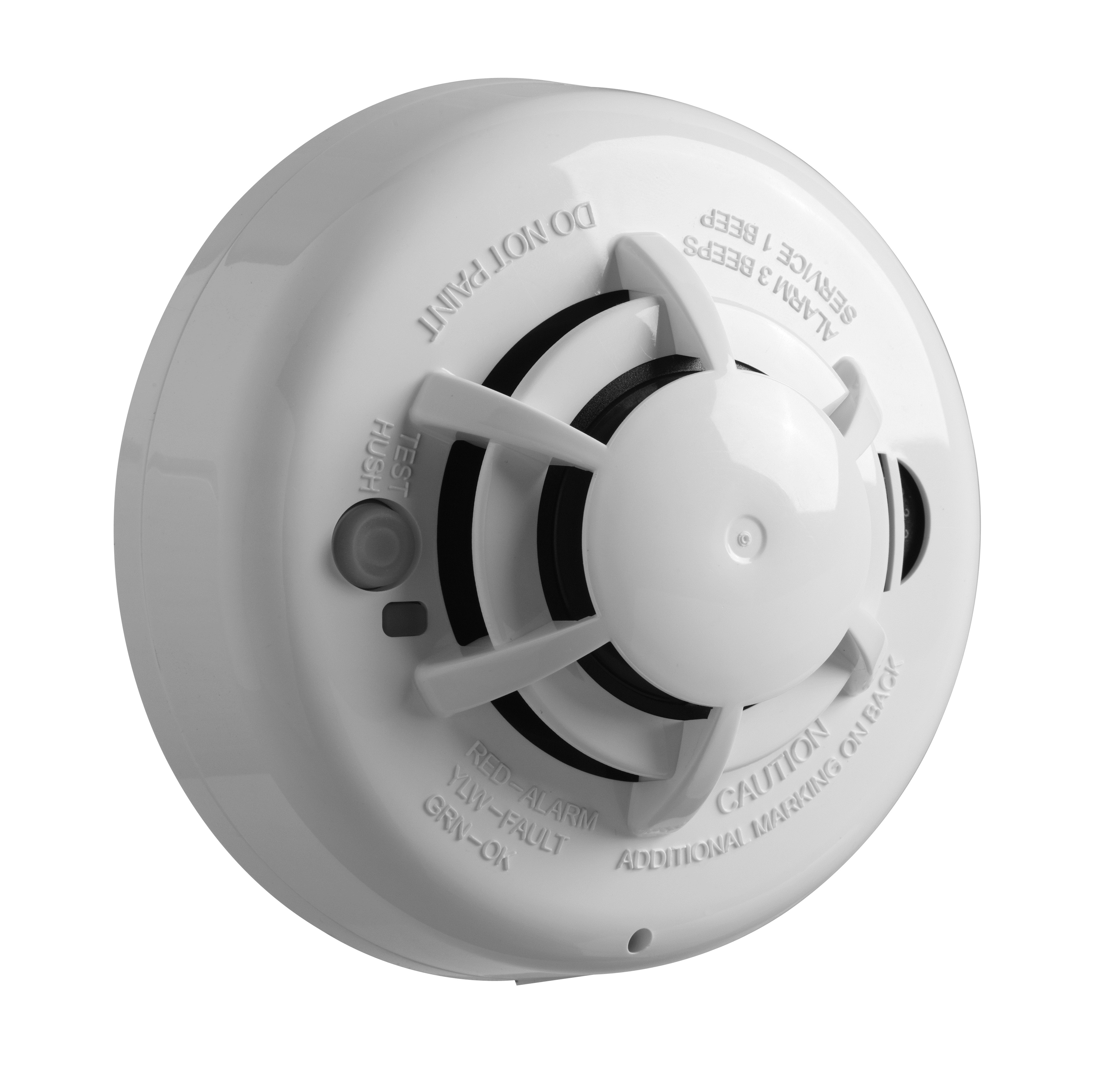 Smoke and Heat Detector, Range: 915MHz, 100 F Max, White