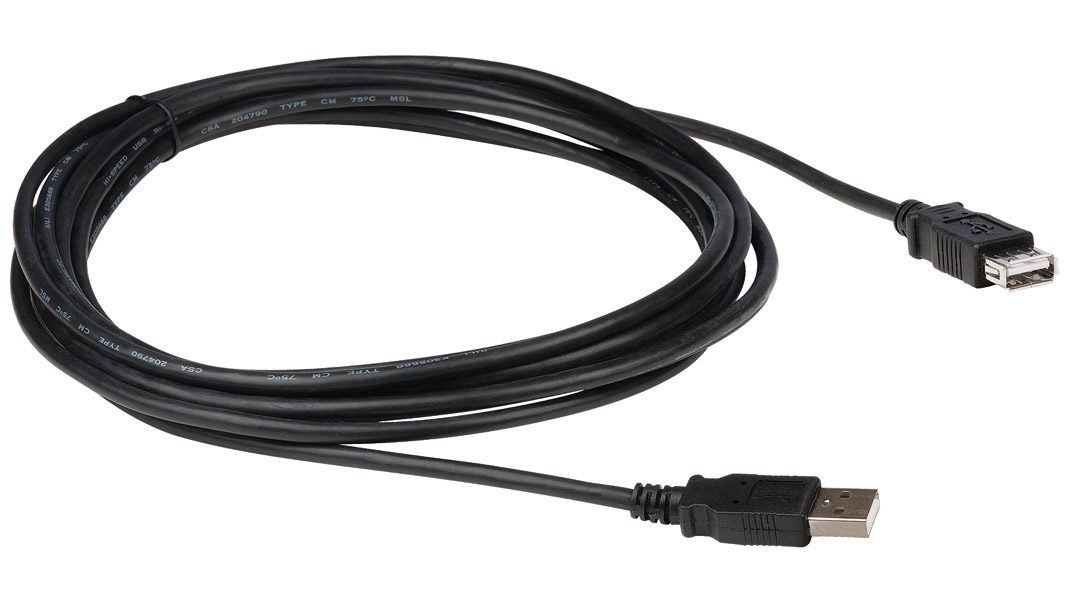 Cable Assembly,Black,USB Type A Male,USB Type A Female,15 ft. Lg,PVC ...