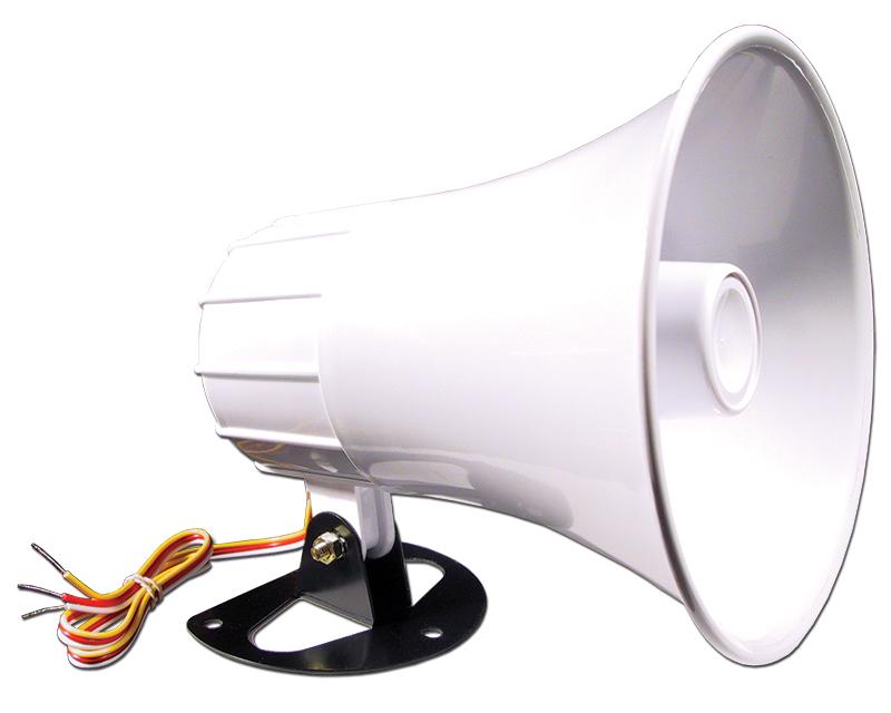 Siren, 550 mA at 13.8 VDC, White, 12 VDC, Dimensions: HxDia: 6 x 5-1/4 ...