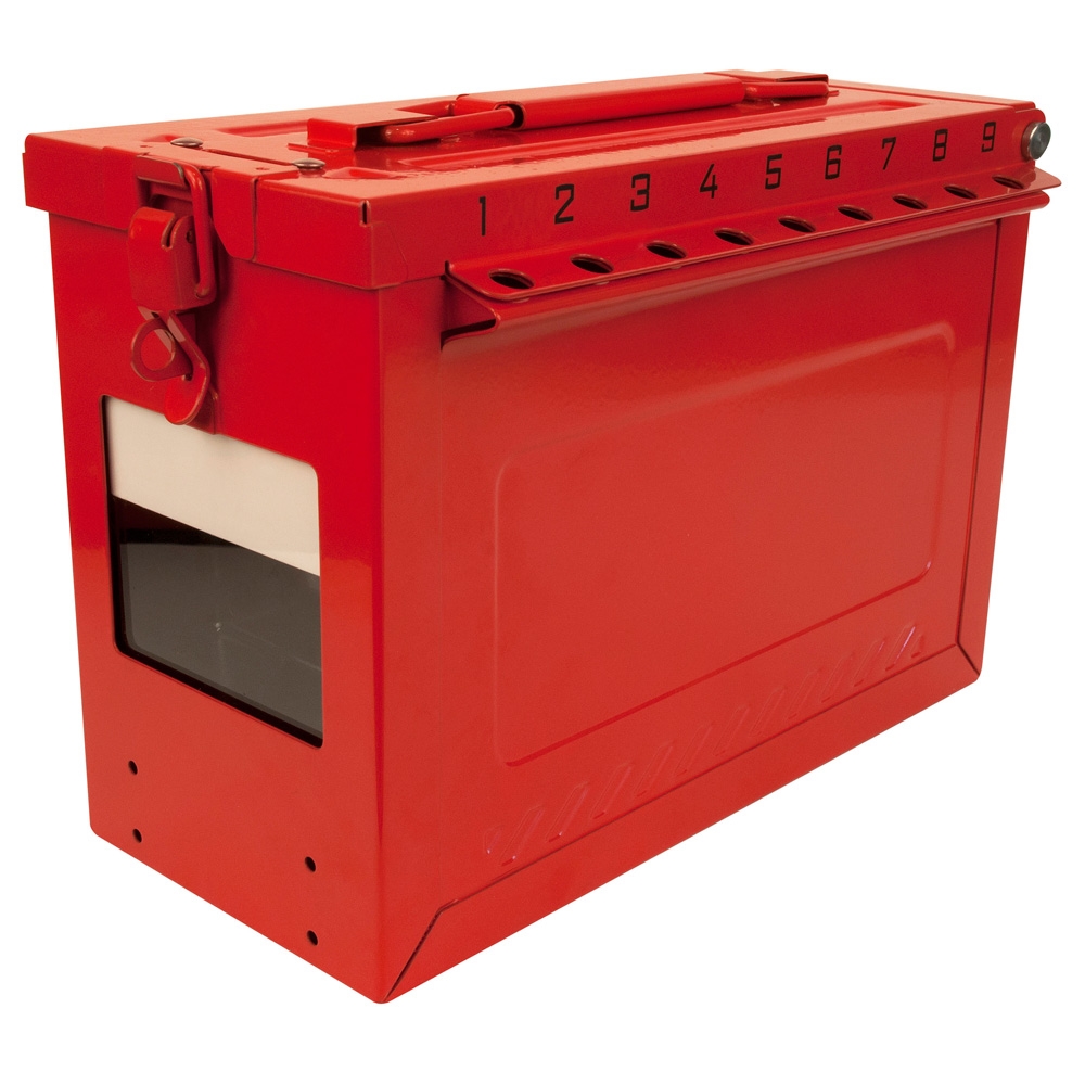 Lock Box and Permit Station, Red, Stainless Steel