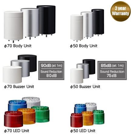 70mm diameter UL CE IP65 24V DC, Base Unit, Direct Mount/Terminal, No ...