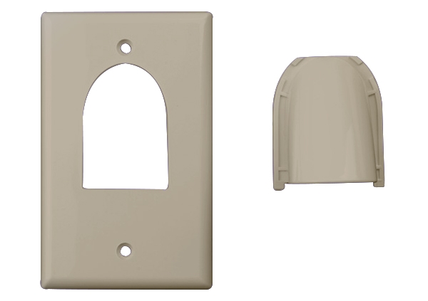 Custom Two-piece Bulk Cable Wall Plates- Single and Almond