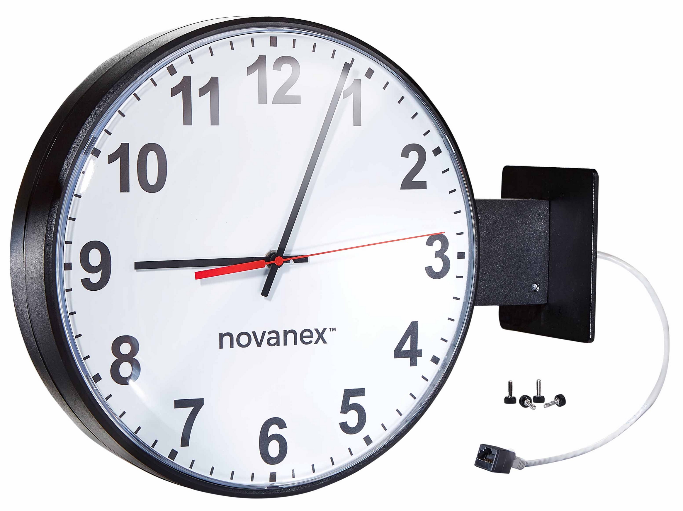 PoE Analog Clock, 12-3/4 in. Dial, 4 W, D: 1-7/8 in.