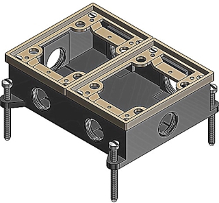 Floor Outlet Box,33 cu. in.,Cast Iron,2 Gang,Gangable,UL,2-Power ...