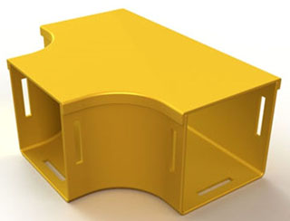 MIGHTY MO FIBER RACEWAY HORIZONTAL TEE W/COVER, 8X4, YELLOW