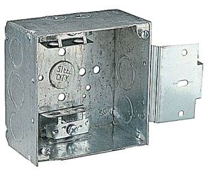 Outlet Box, Steel, Square, Knockout Size 1/2; 3/4 in., MS Bracket and ...