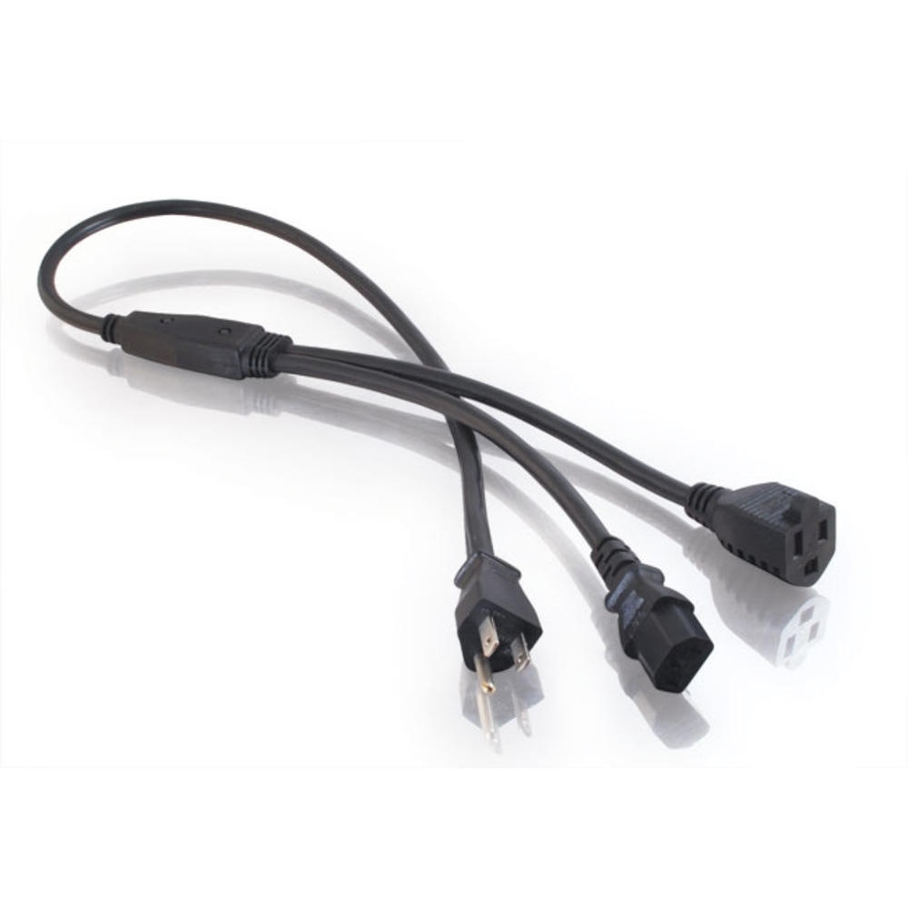 Power Cord Splitter, 2 Output, Outputs 1 x NEMA 5-15R Female; 1 x ...