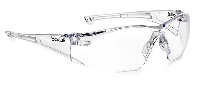 Bolle Rush Safety Glasses: Clear Frame, Clear Anti-Fog and Hardcoat Lens