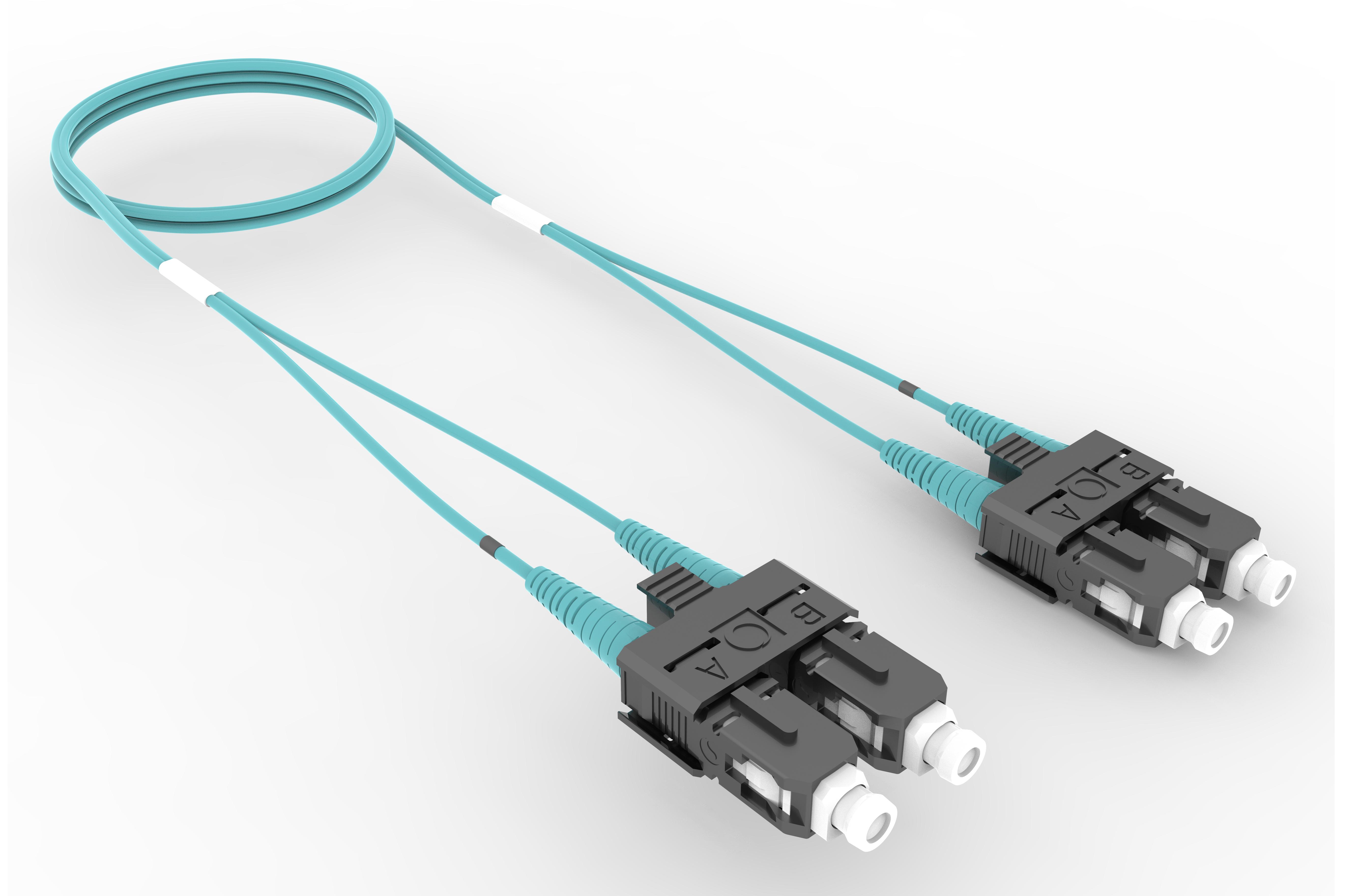 Fiber Patch Cord, OM4, 12 ft. lg, Aqua, SC/UPC, SC/UPC, 2, Pairs ...